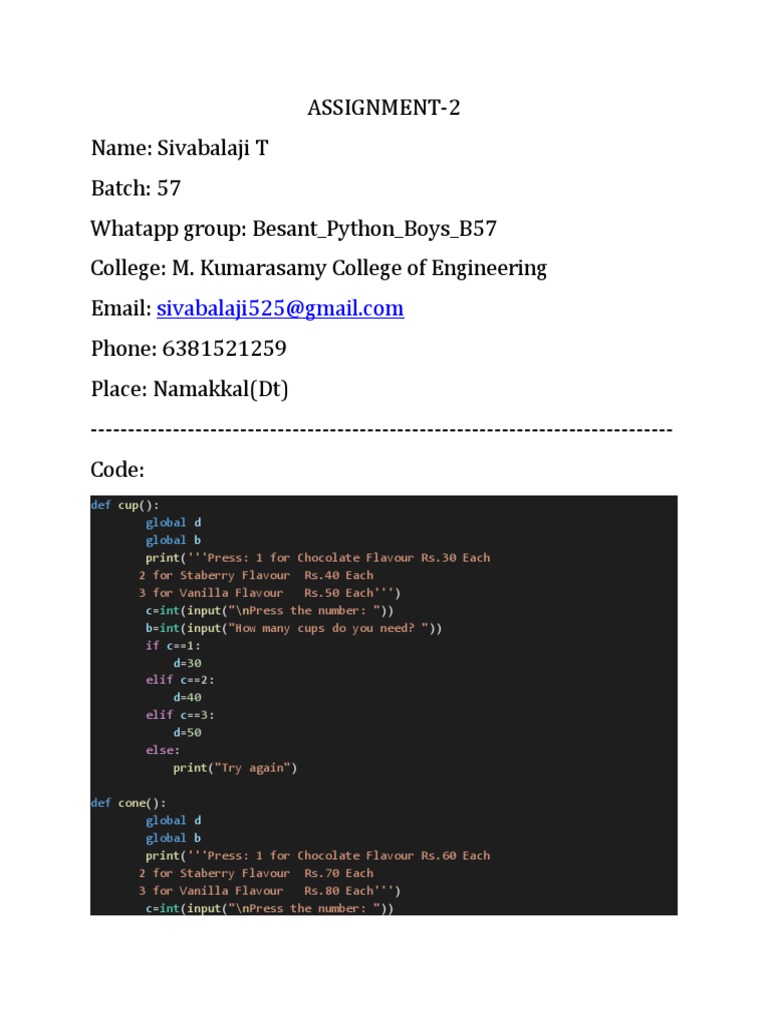 Ice Cream Store Program With Python | PDF | Foods | Desserts
