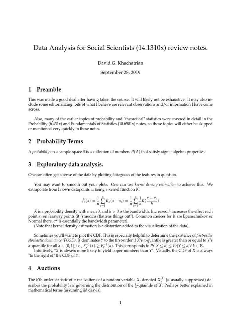 Data Analysis For Social Scientists (14.1310x) | PDF | Regression ...