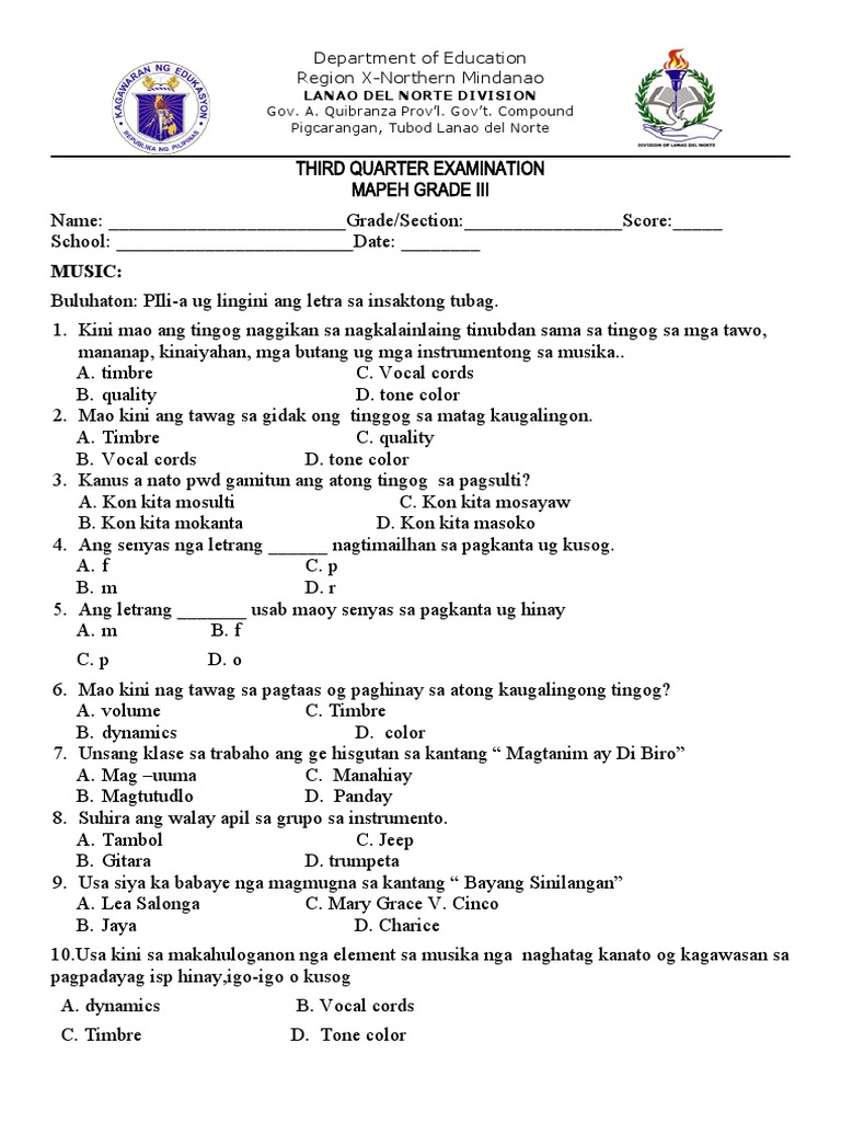 Mapeh Grade 3 Third Q | PDF