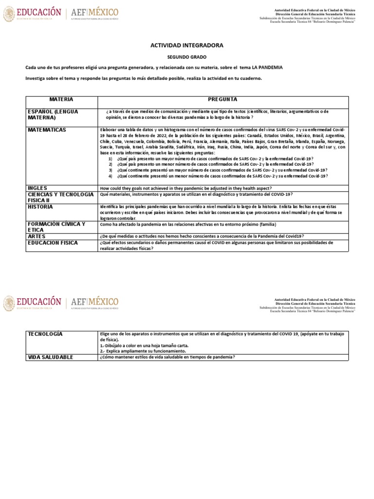 Actividad Integradora Segundo Grado | PDF | México