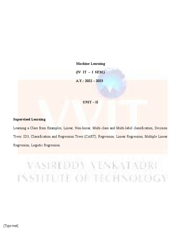 ML Unit-2 Material WORD | PDF | Regression Analysis | Linear Regression