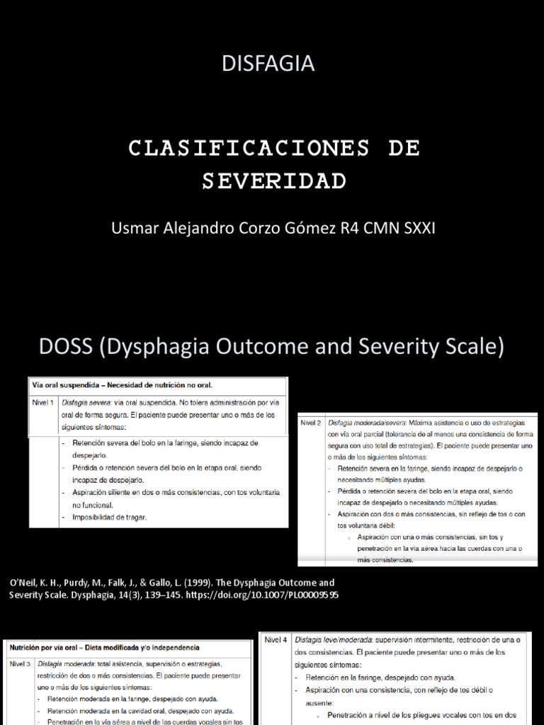DISFAGIA Escalas de Severidad | PDF | Clinical Medicine | Neurological ...