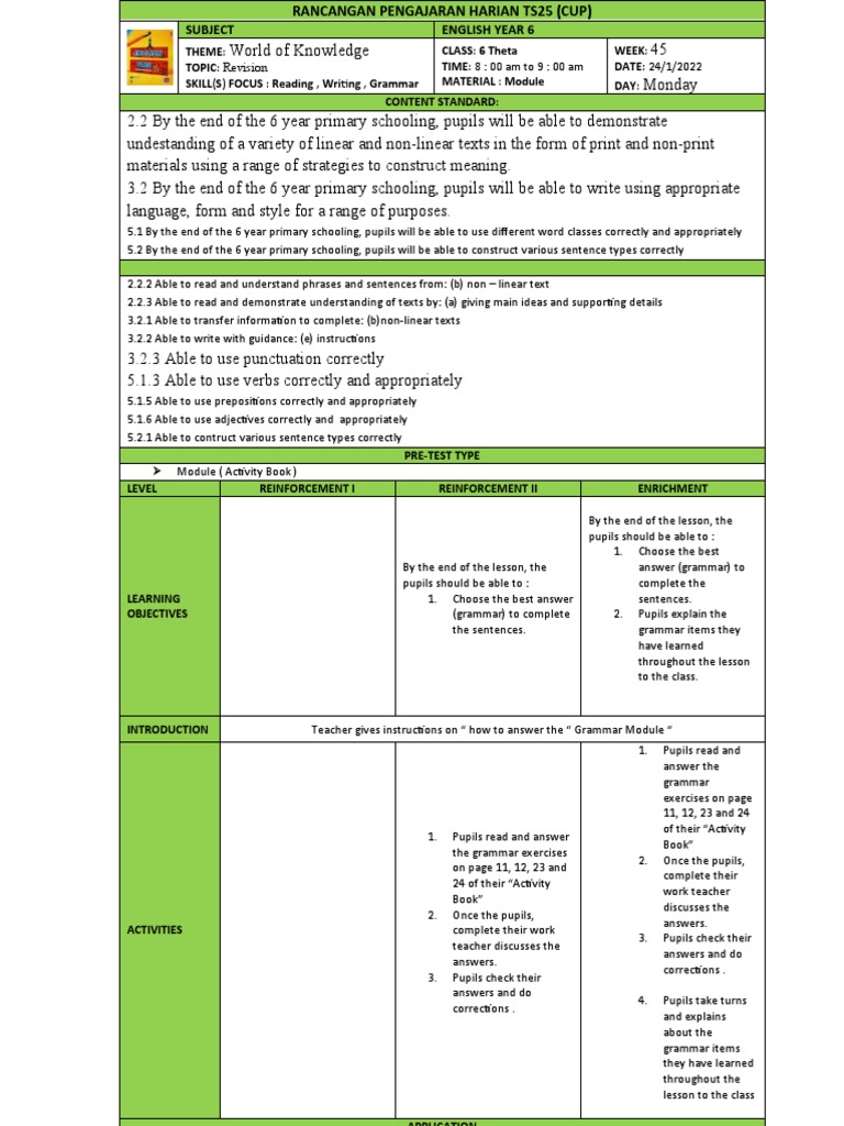 RPH Revision | PDF | English Language | Language Mechanics