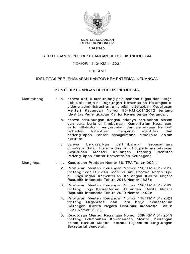 Identitas Perlengkapan Kemenkeu | PDF