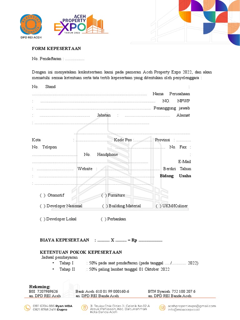 Form Peserta Expo | PDF | Pengelolaan Keuangan & Uang