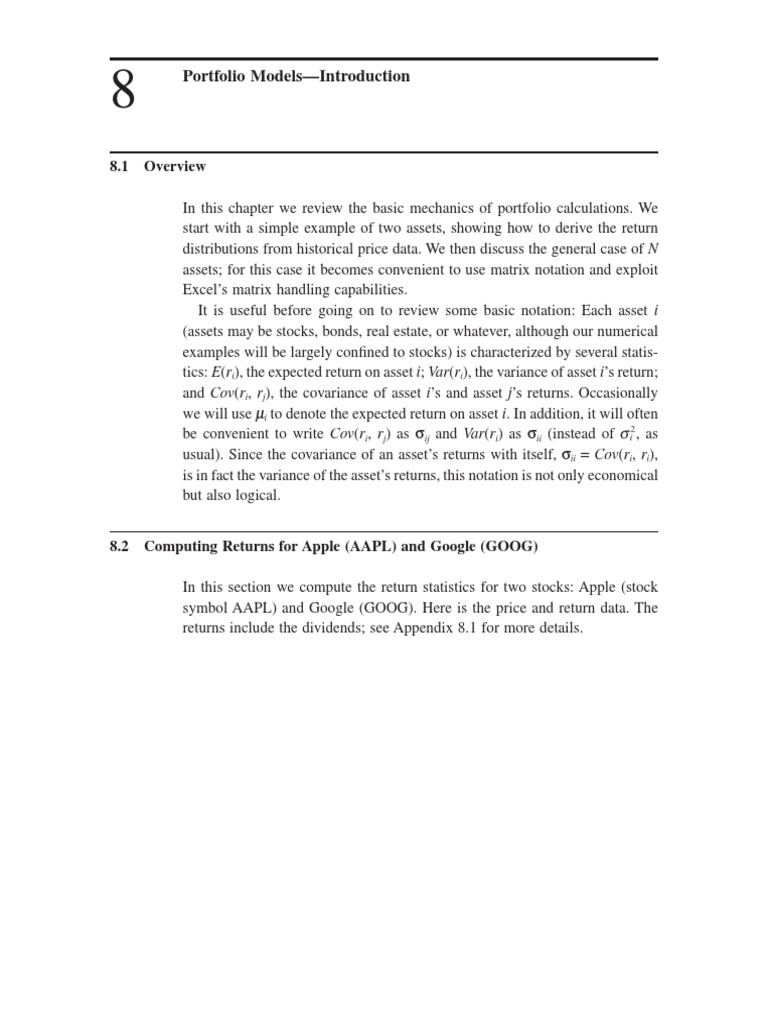 Portfolio Models-Introduction: I I I J I I J Ij I II I II I I | PDF ...