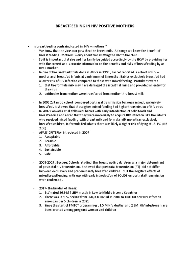 Breastfeeding in Hiv Positive Mothers | PDF | Breastfeeding | Breast Milk