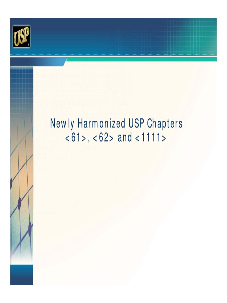 Newly Harmonized Usp Chapters LT 61 GT LT 62 GT and LT 1111 GT ...