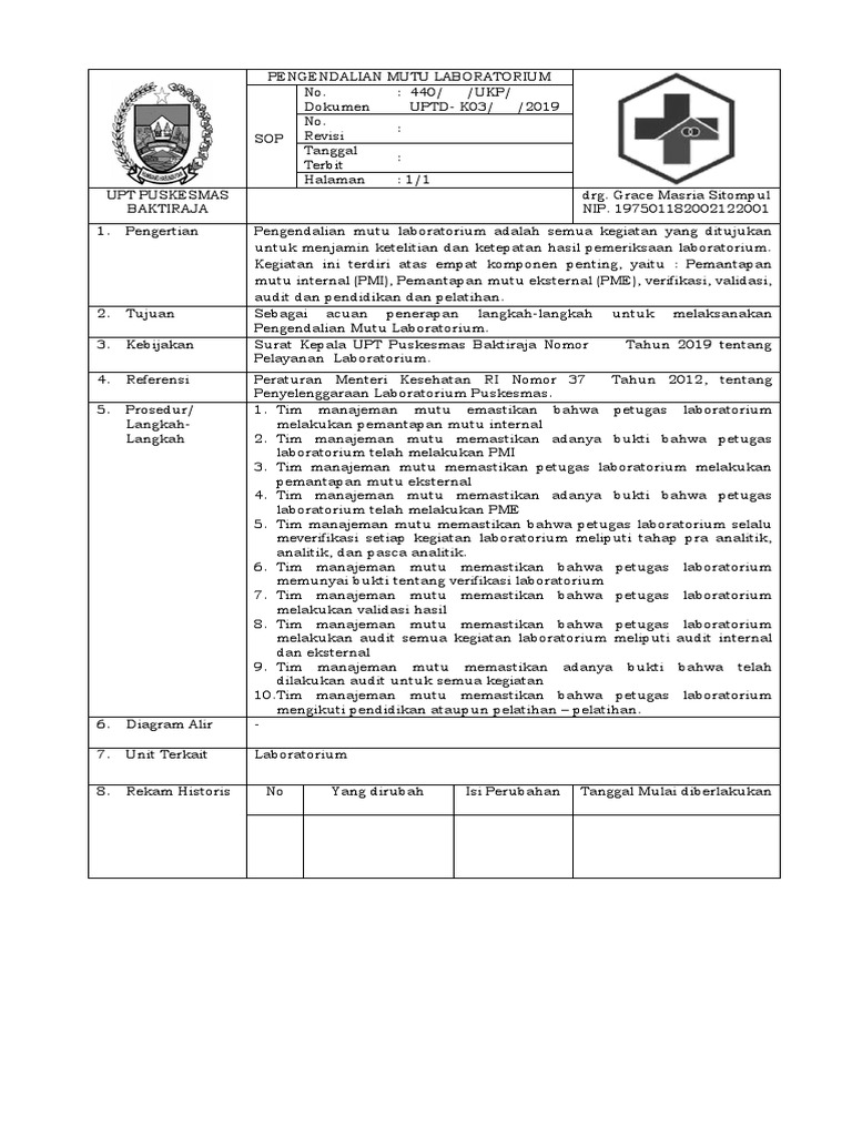 SOP Pengendalian Mutu Laboratorium (Prosedur PMI, Prosedur PME Dan ... SOP Pengendalian Mutu Laboratorium (Prosedur PMI, Prosedur PME Dan ...