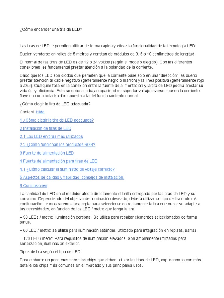 Cómo Encender Una Tira de LED | PDF | Diodo emisor de luz | Color