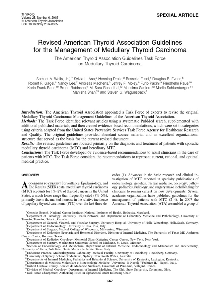 2015 Revised American Thyroid Association Guidelines For The Management of Medullary Thyroid ...