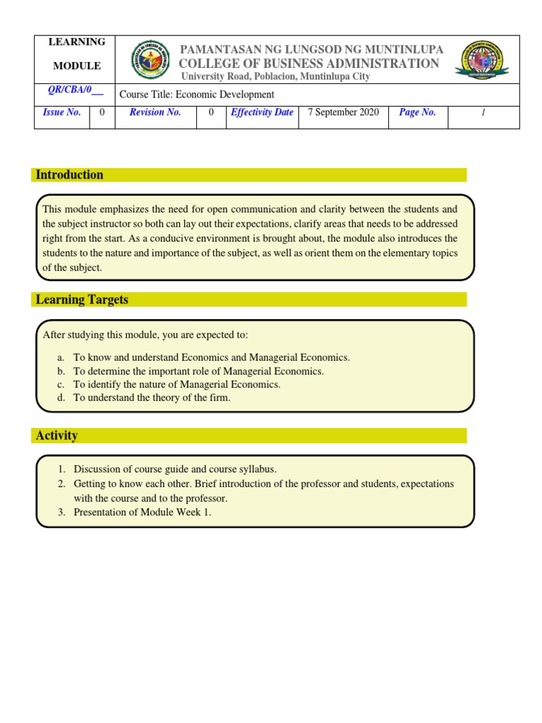 Managerial Economics Overview Module | PDF | Economics | Microeconomics