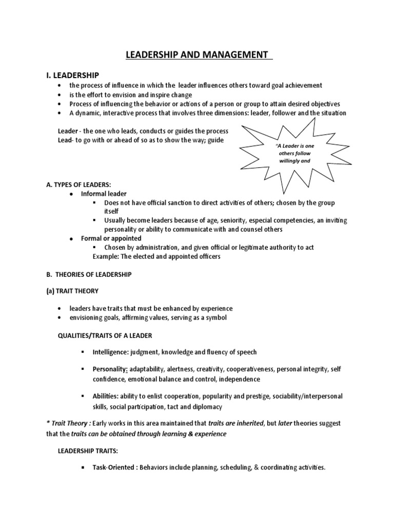Leadership and Management | PDF | Leadership | Power (Social And Political)