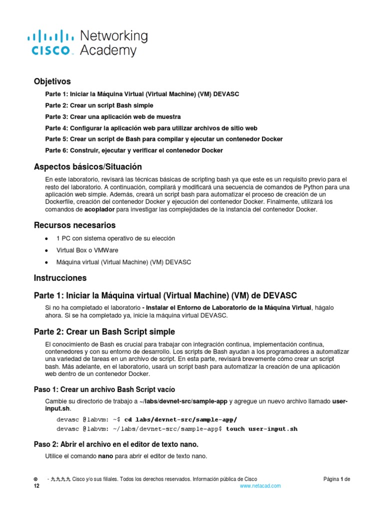 6.2.7 Lab - Build A Sample Web App in A Docker Container - Es XL | PDF | Redes | Internet y web