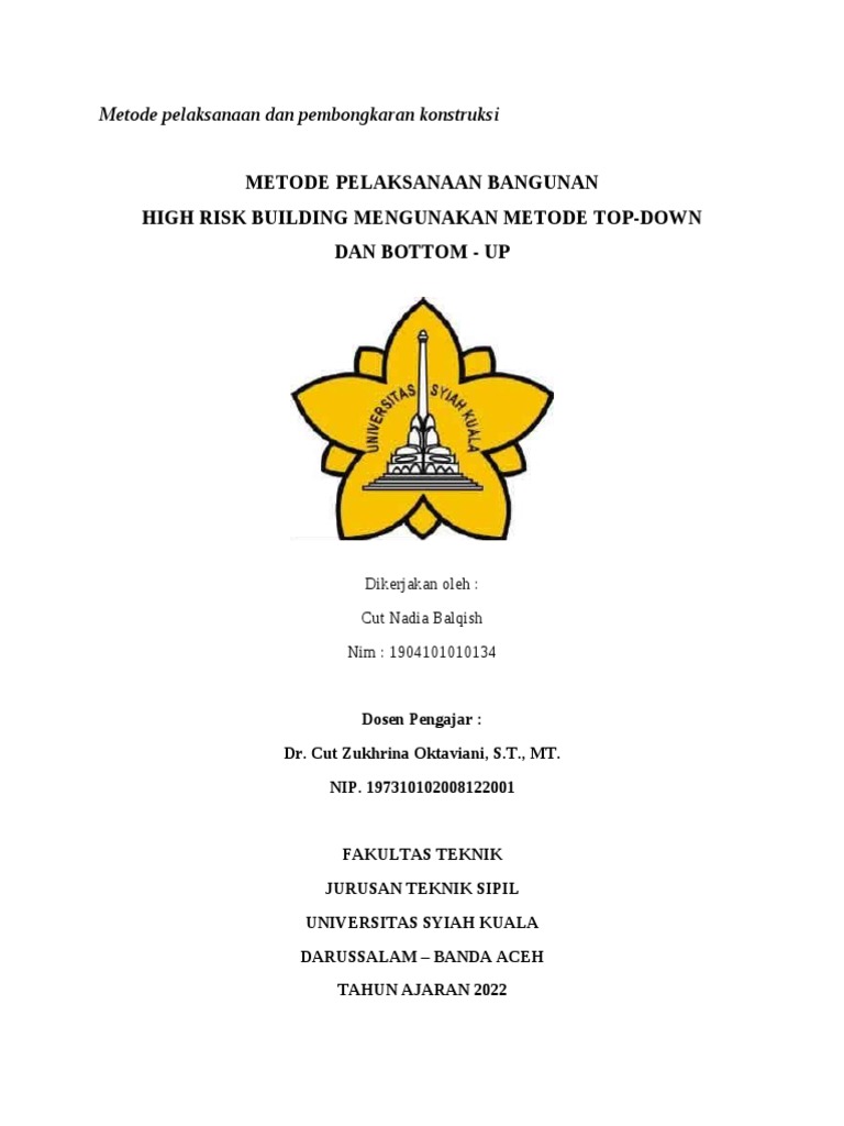 Tugas (Metode Pelaksanaan Bangunan High Risk Building, Pake Metode Top ...
