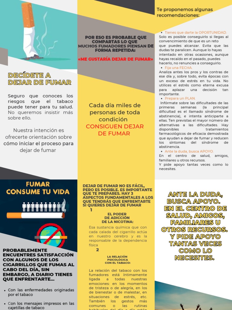 Folleto Prevención Contra El Tabaquismo | PDF | Nicotina | Dejar de fumar