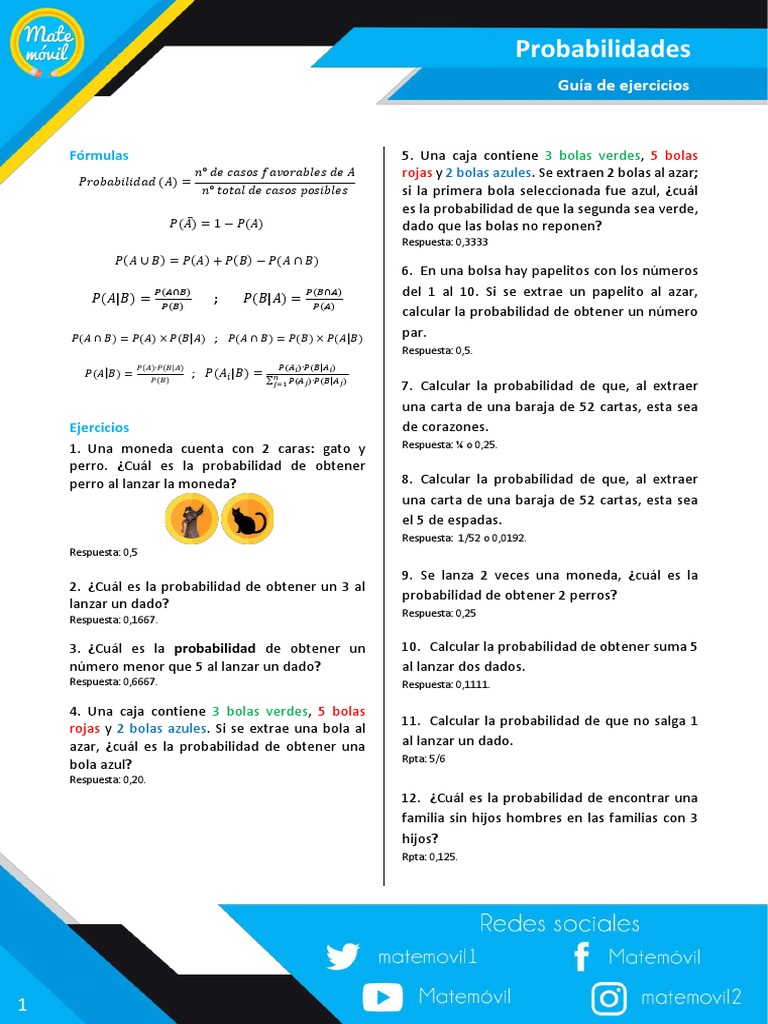 Guía de Ejercicios de Probabilidad | PDF | Probabilidad | Matemáticas