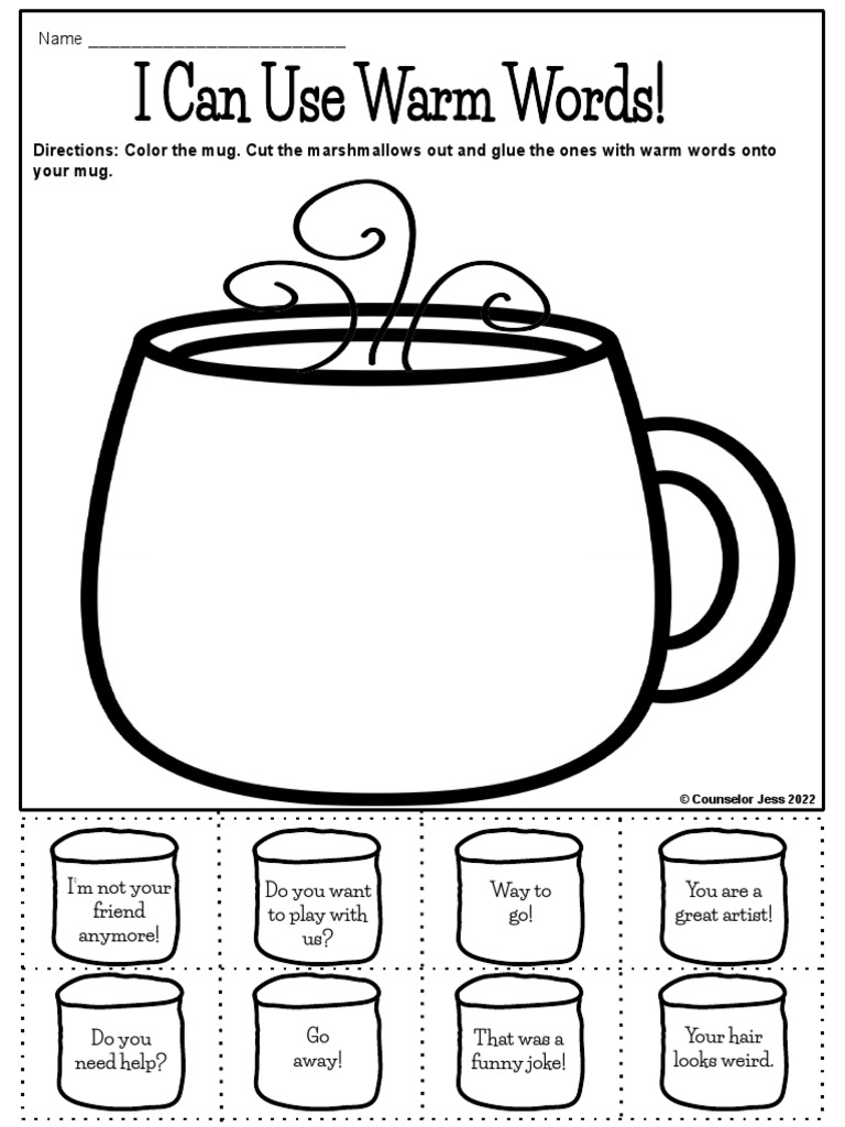 Directions: Color The Mug. Cut The Marshmallows Out and Glue The Ones ...