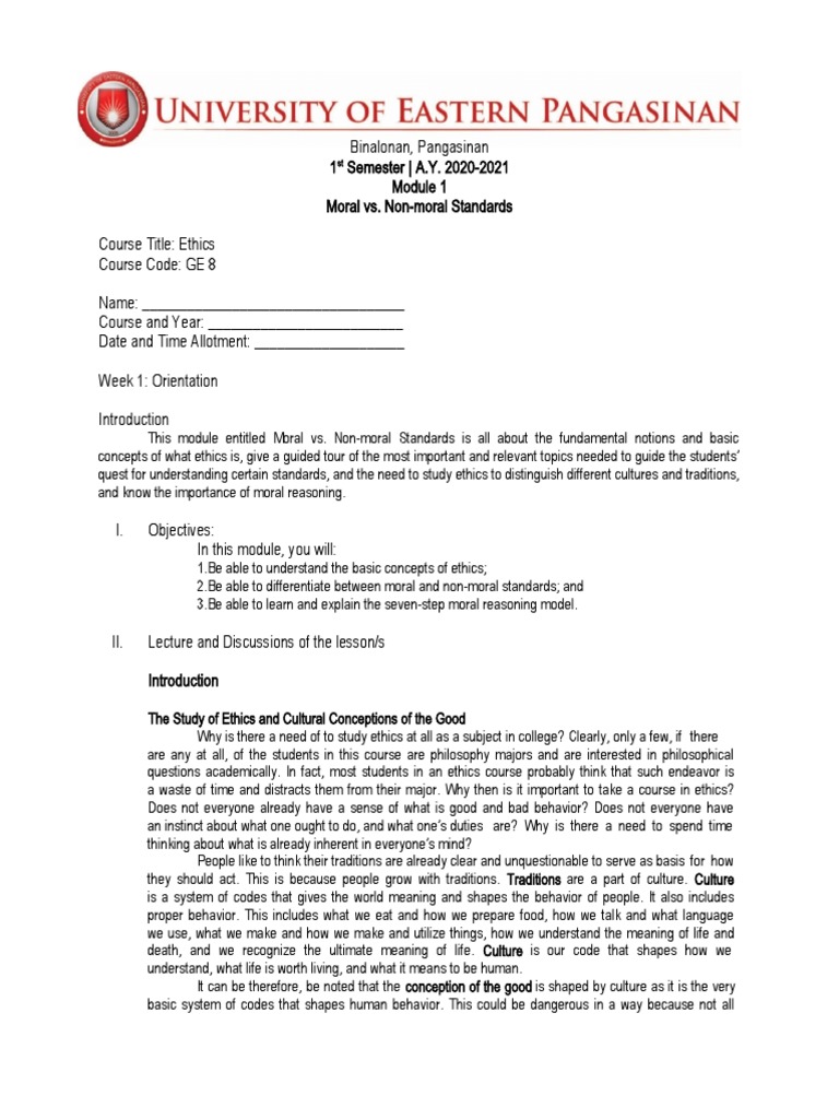 Module 1 | PDF | Morality | Reason