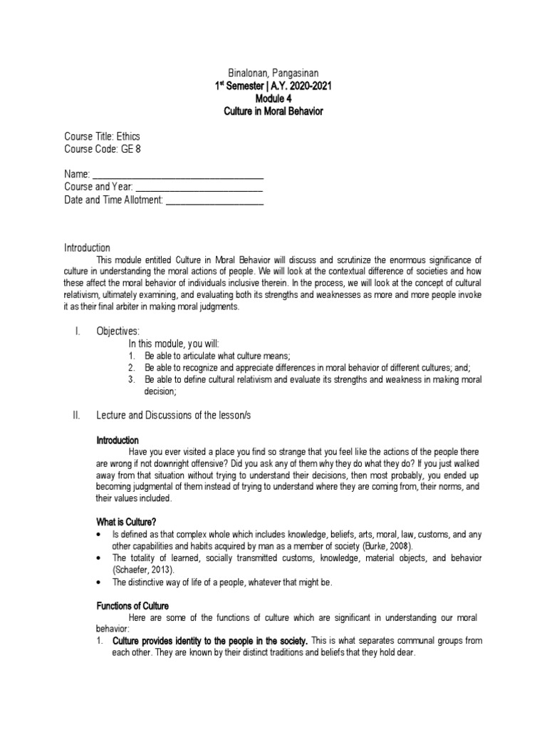 Module 4 | PDF | Morality | Relativism