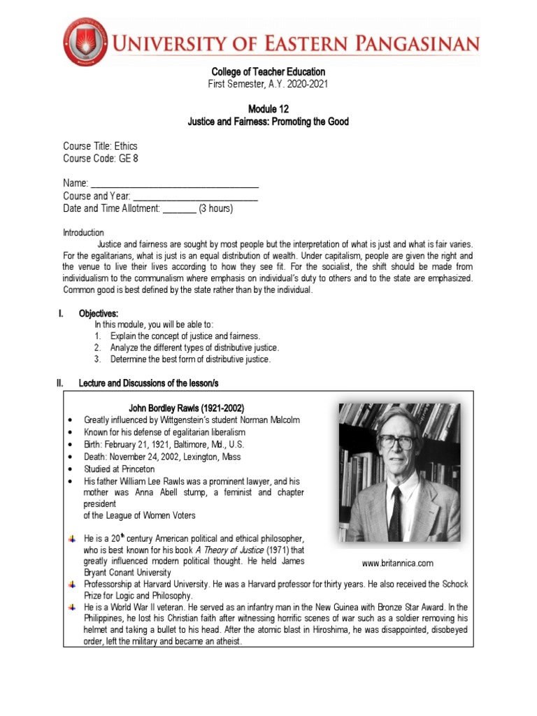 MODULE 12 Justice and Fairness Promoting The Good | PDF | Justice | Crime & Violence