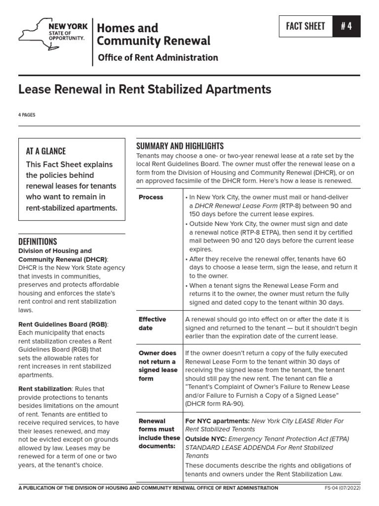 Fact Sheet 04 07 2022 | PDF | Lease | Leasehold Estate