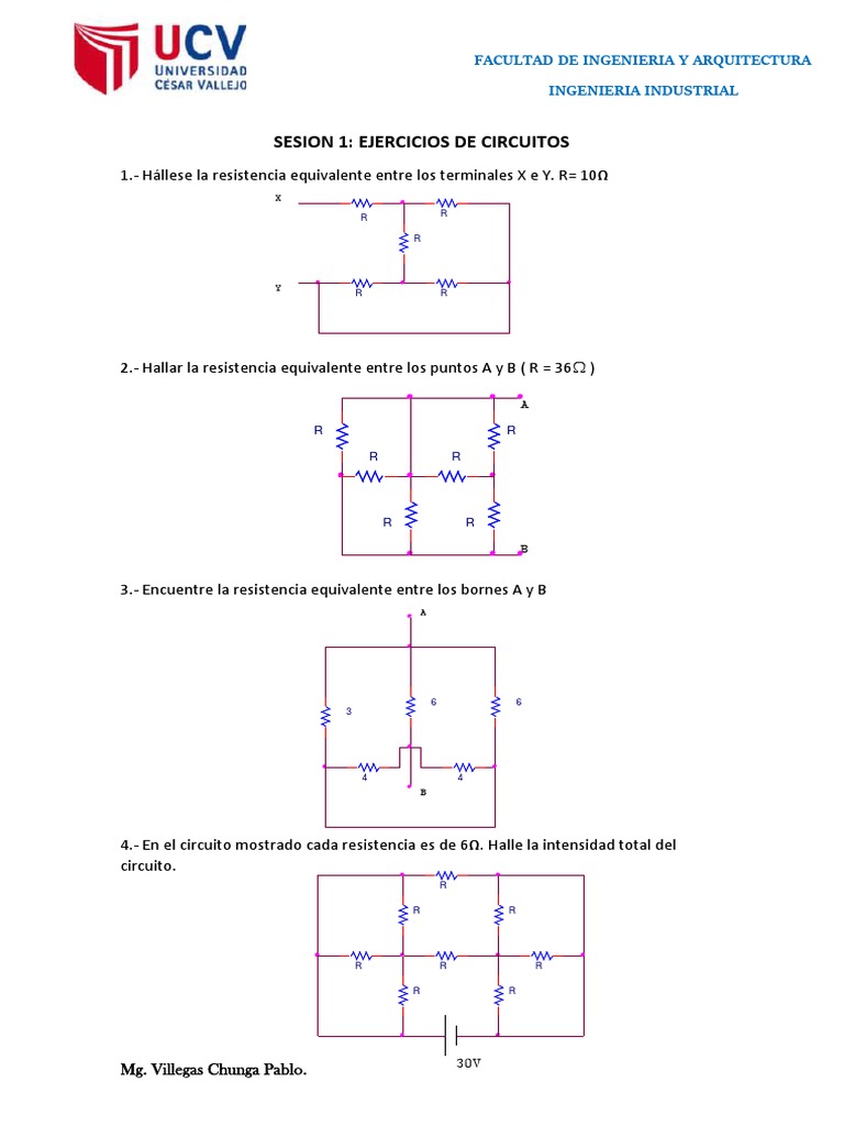 Ejercicios de Circuitos | PDF | Resistencia Eléctrica y Conductancia | Electricidad