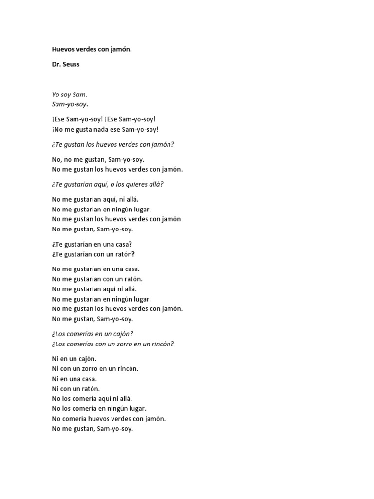 Huevos Verdes Con Jamón | PDF