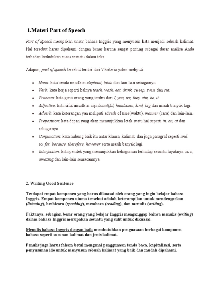 MATERI DASAR Dan UMUM BAHASA INGGRIS | PDF