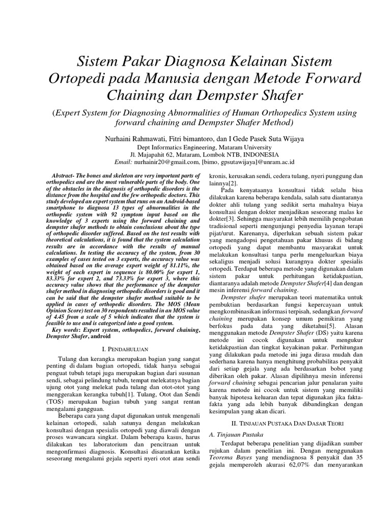 Sistem Pakar Diagnosa Kelainan Sistem Ortopedi Pada Manusia Dengan ...