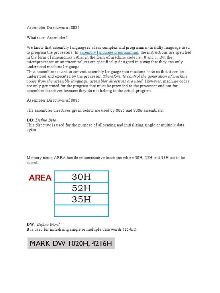 Assembler Directives Of 8085 Pdf Assembly Language Subroutine