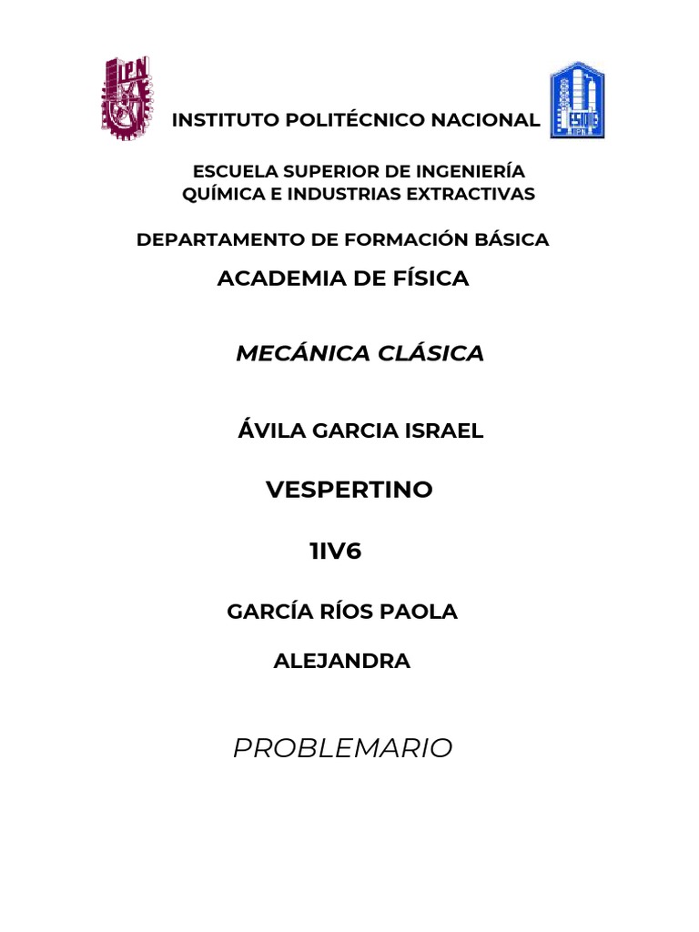 Problemario Mecanica Clasica | PDF | Vector Euclidiano | Notación Matemática