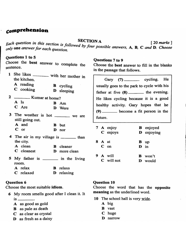 English Paper 1 Test | PDF