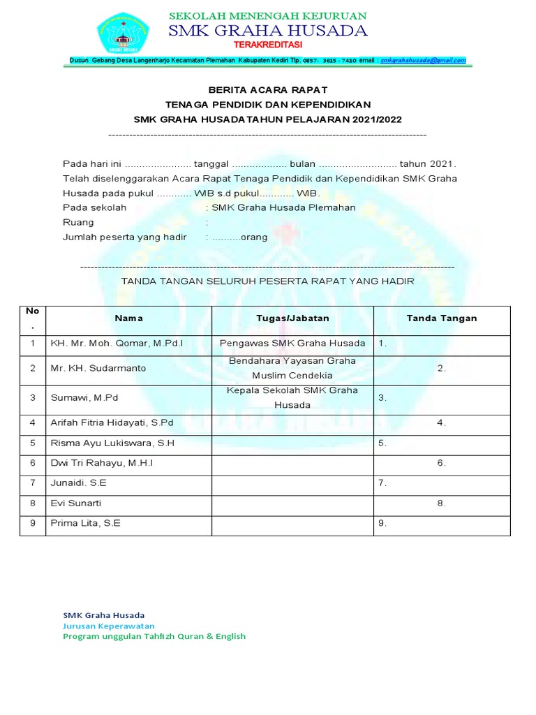 Berita Acara Rapat Persiapan PPDB | PDF