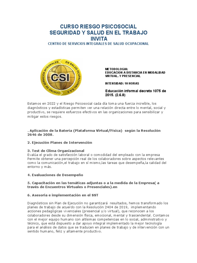 Capacitación en Riesgo Psicosocial: Abordando un tema crucial para la salud laboral en el ...