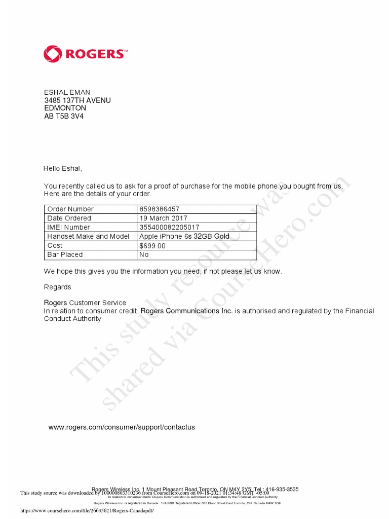 Canada Rogers Bill | PDF | Smartphone | Mobile Computers