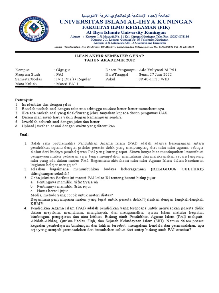 Materi Pai 12022 | PDF