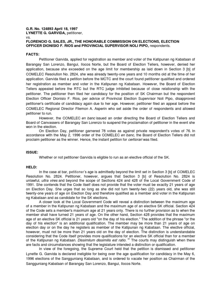 Garvida V Sales | PDF | Commission On Elections (Philippines) | Public Law