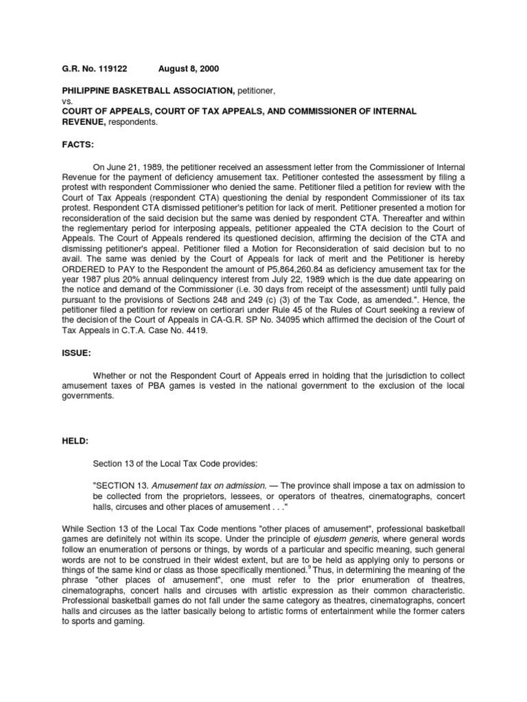 PBA Vs Court of Appeals | PDF | Taxes | Appeal