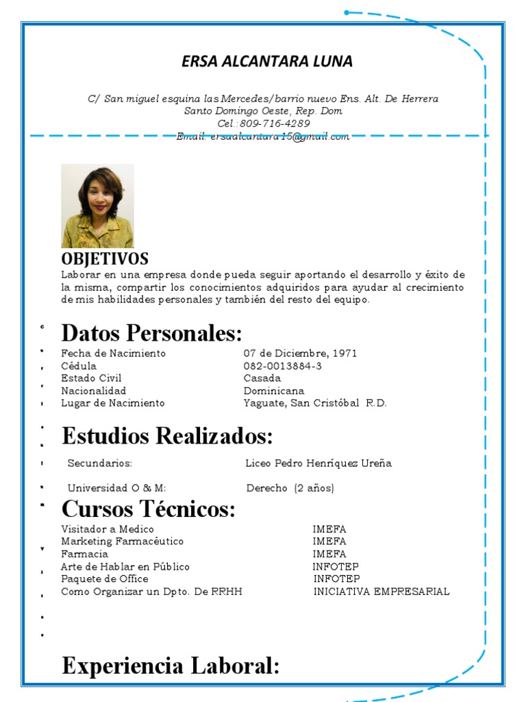 Currículum Vitae de Ersa Alcántara Luna | PDF | Crecimiento personal y profesional | Negocios
