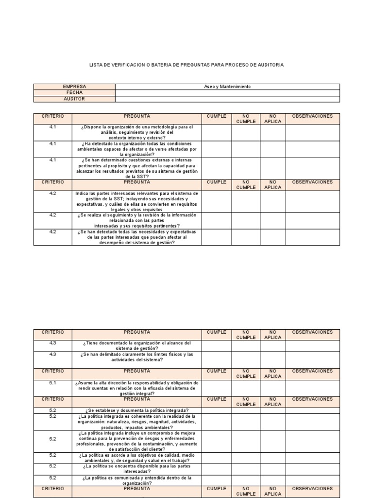 Lista Verificación Jasmin Ramirez | PDF | Planificación | Calidad ...