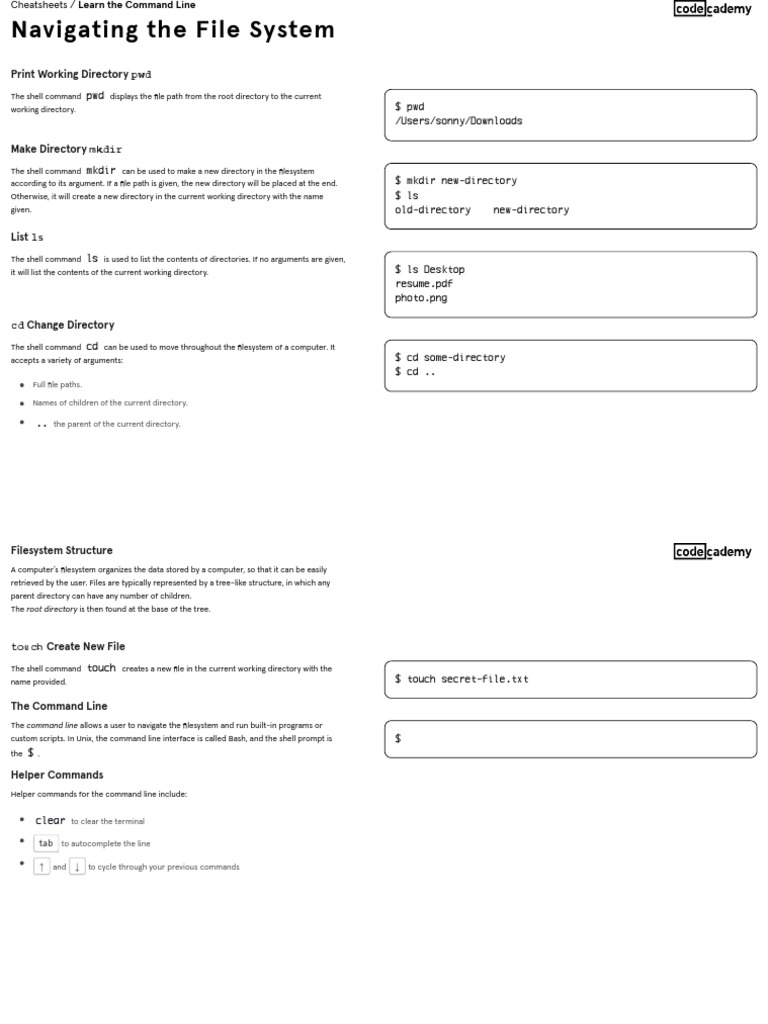 Unix Commandsandbash Codecdemy Download Free Pdf Command Line Interface Computer File 5531
