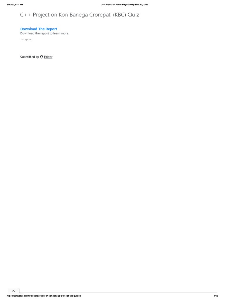 C++ Project On Kon Banega Crorepati (KBC) Quiz | PDF