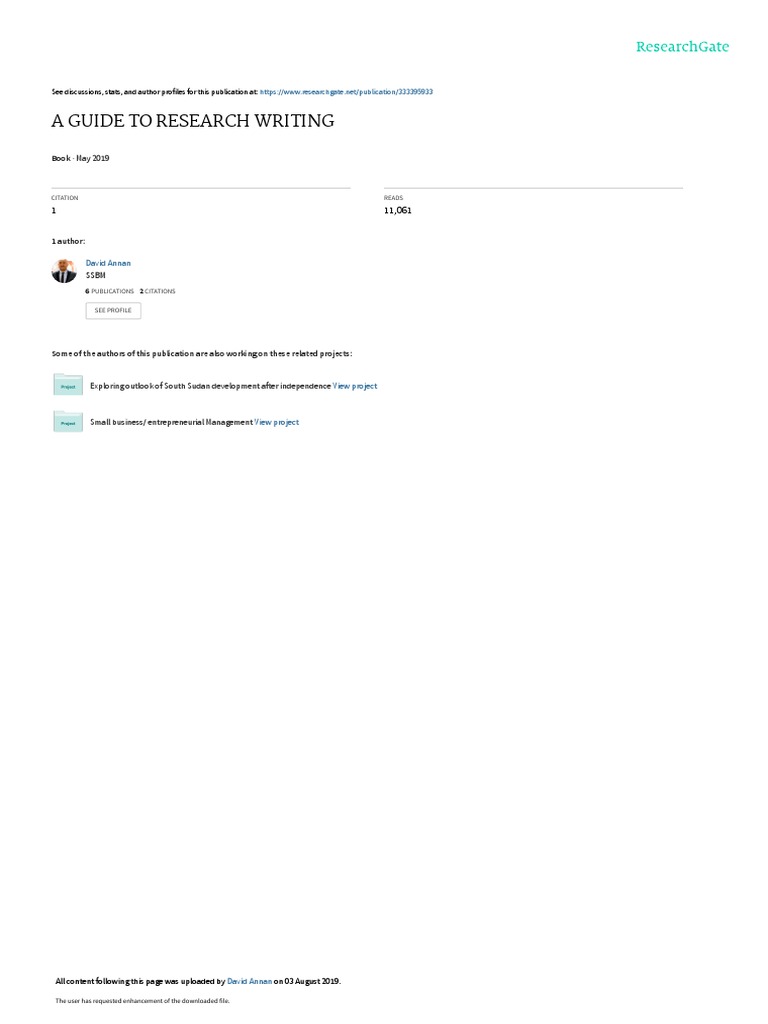 A Guide To Research Writing | Download grátis PDF | Scientific Method | Hypothesis