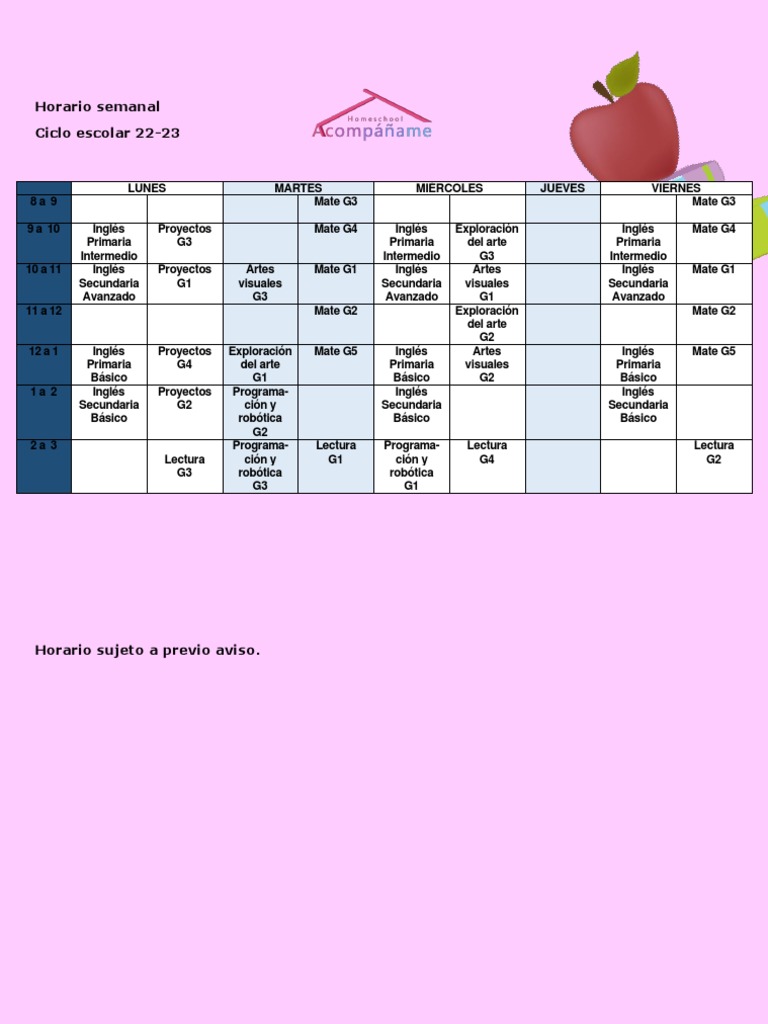 Horario 2022-2023 | PDF