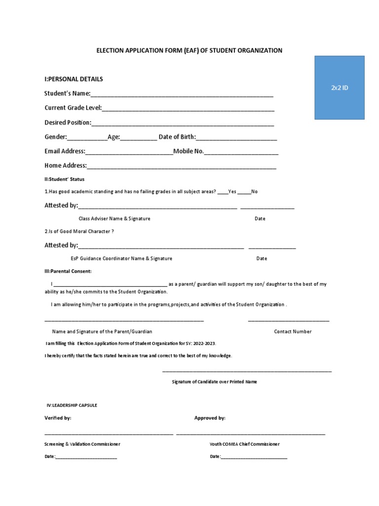 Election Application Form | PDF