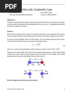Lab 2-Coulombs Law PhET Simulation Analysis Activity Distance Learning ...
