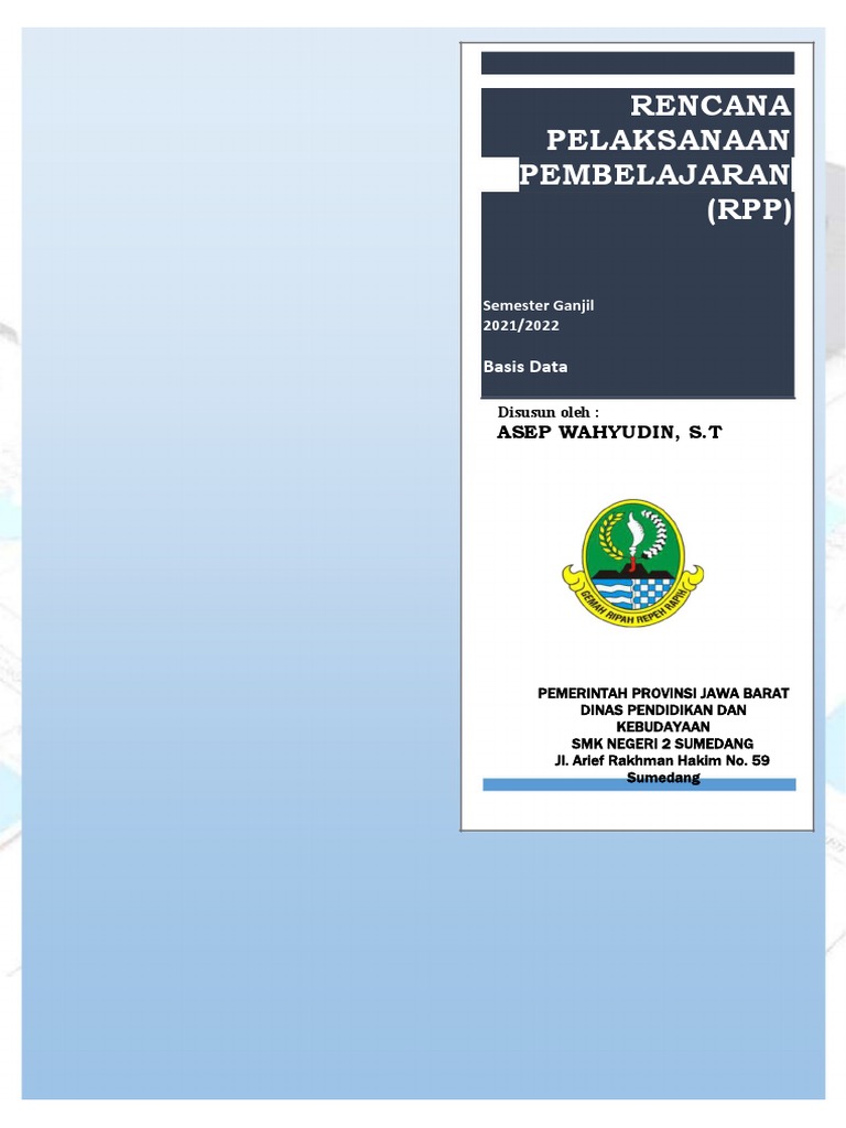 RPP Basis Data Kelas XI SMK | PDF | Karier & Perkembangan | Sains ...