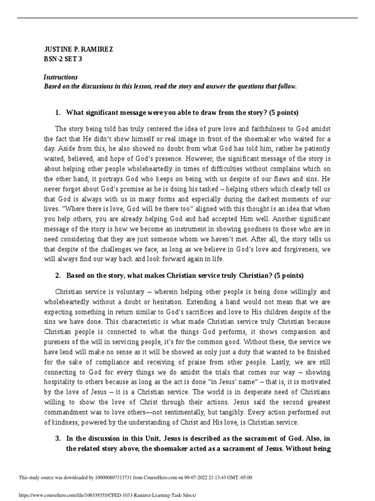 CFED 1033 Ramirez Learning Task 5 | PDF | Love | Jesus