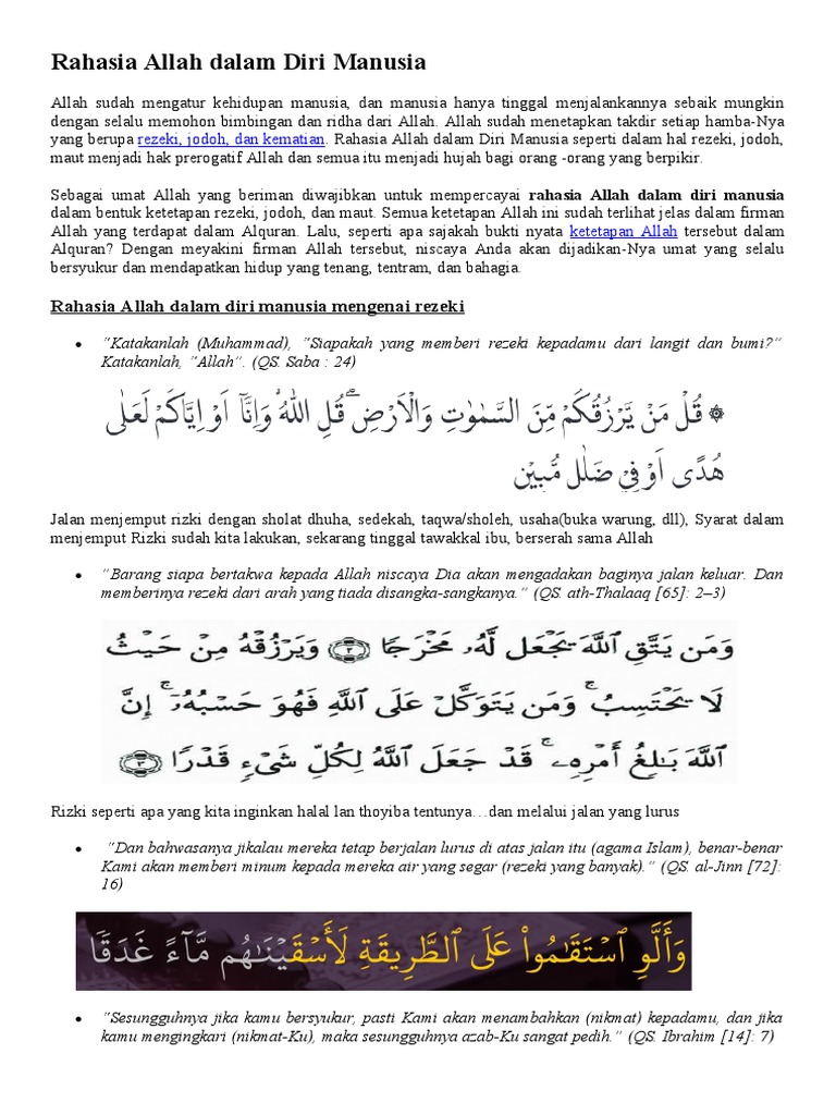 Rahasia Allah Dalam Diri Manusia | PDF
